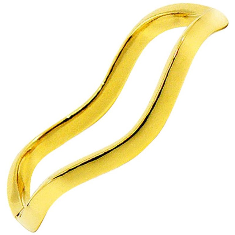 Tiffany and Co. 18 Karat Yellow Gold Wave Hinged Bracelet at 1stDibs ...