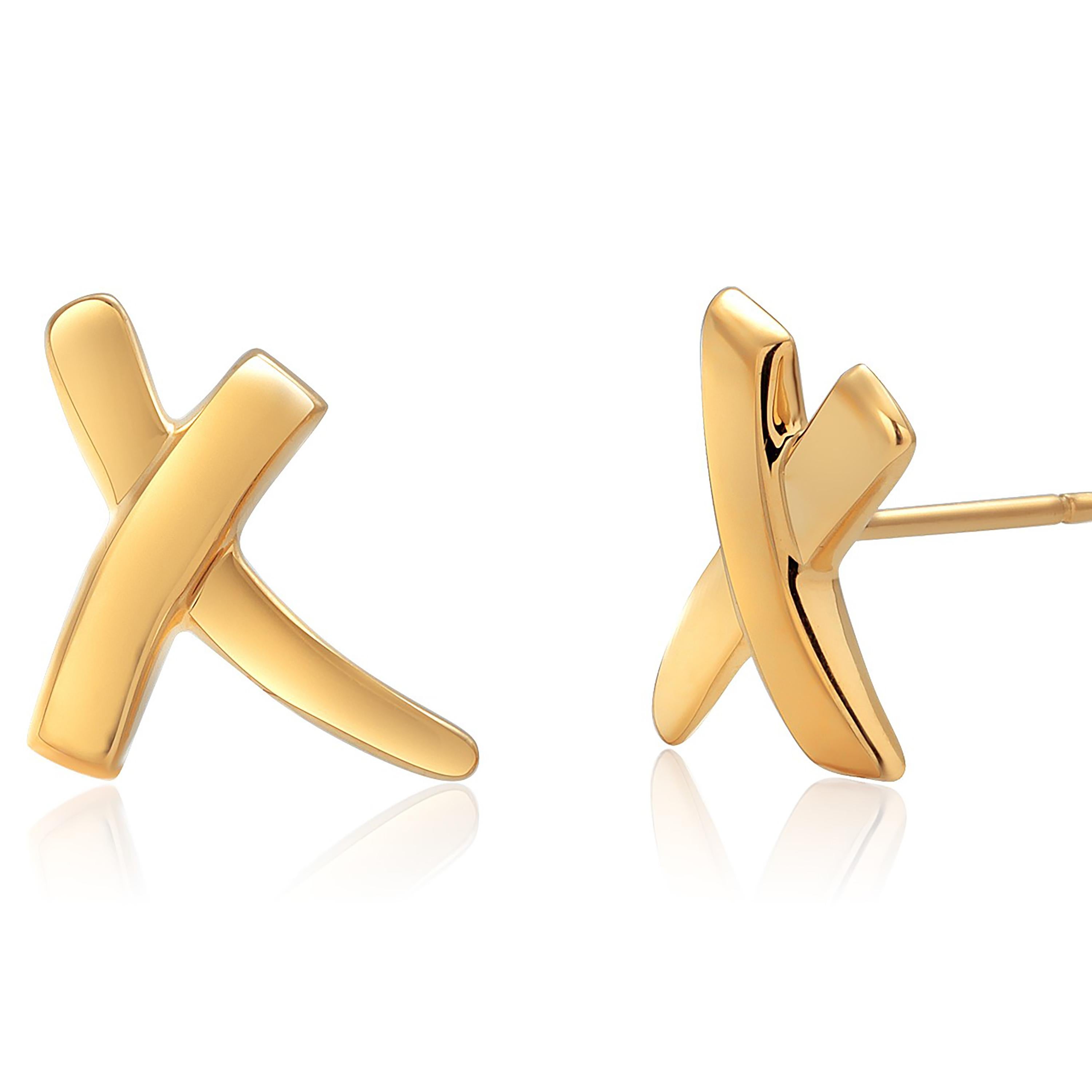 Tiffany Co 18 Karat Yellow Gold X Earrings by Paloma Picasso 0.70 Inch ...