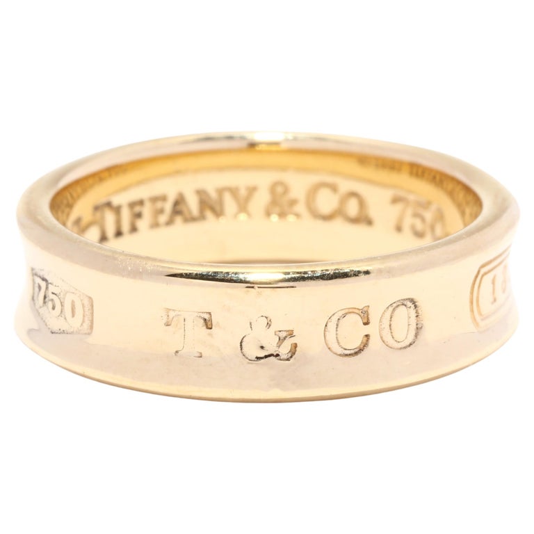Tiffany and Co 1837 Band Ring, 18K Yellow Gold, Ring Size 8, Classic Tiffany Band at 1stDibs
