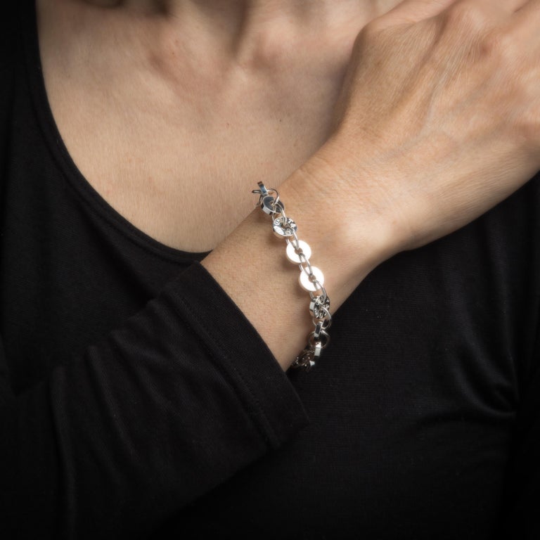 Tiffany and Co. 1837 Bracelet Round Link Sterling Silver Estate Fine ...