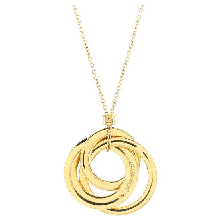Tiffany and Co. 1837 Interlocking Circles Pendant Necklace 18K Yellow ...