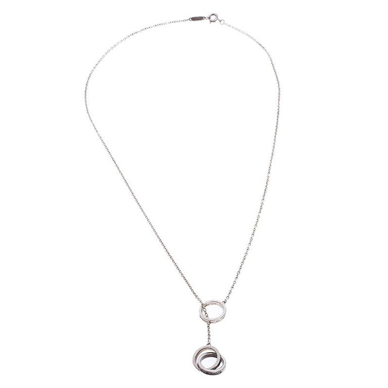 Tiffany and Co. 1837 Interlocking Circles Silver Lariat Pendant ...