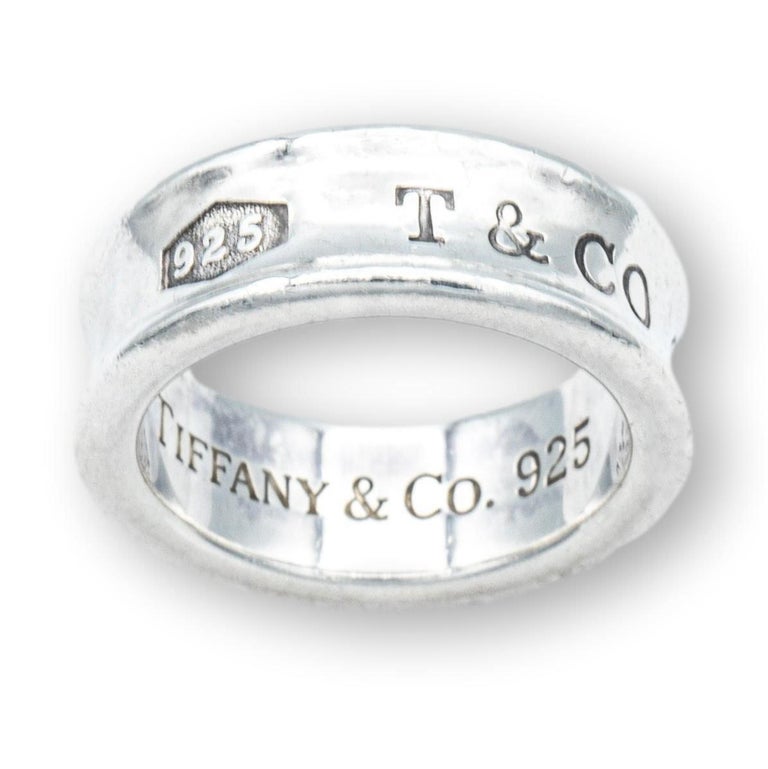 Tiffany and Co. 1837 Sterling Silver Band Vintage Ring, Medium Size at 1stDibs