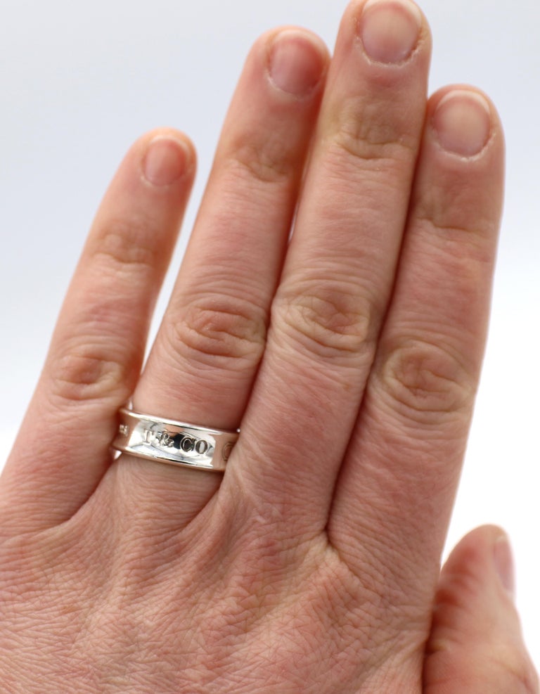 Tiffany and Co. 1837 Sterling Silver Vintage Band Ring For Sale at 1stDibs