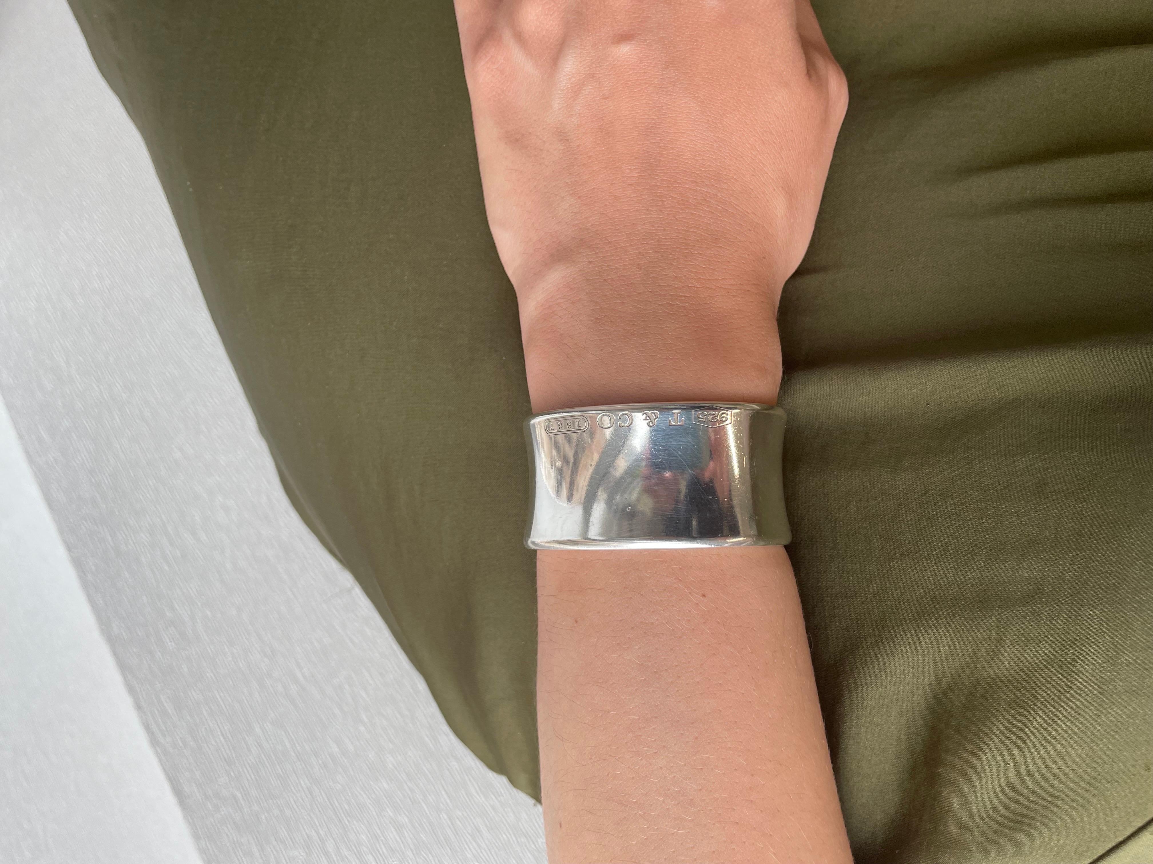 Tiffany and Co. 1837 Wide Cuff Bracelet in Sterling Silver For Sale at 1stDibs | tiffany dauphin ...