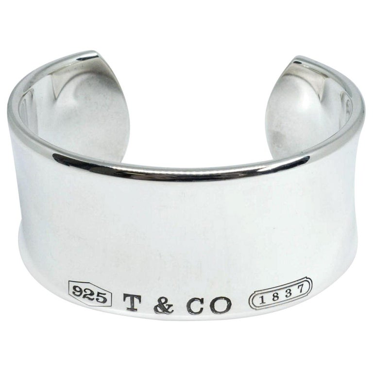 Tiffany and Co. 1837 Wide Silver Cuff at 1stDibs | tiffany and co cuff