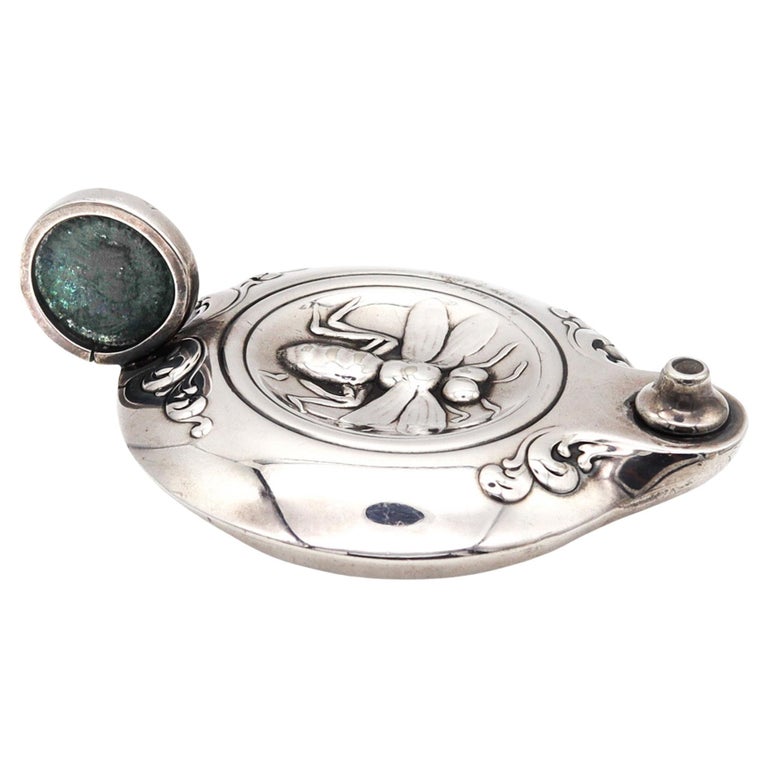 Tiffany and Co. 1893 Art Nouveau Desk Oil Lamp In Sterling Silver With ...