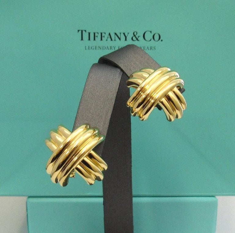 Tiffany and Co. 18k Gold Clip-On Signature X Earrings Extra Large For ...