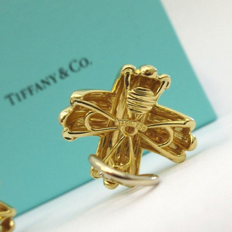 Tiffany and Co. 18k Gold Clip-On Signature X Earrings Extra Large For ...