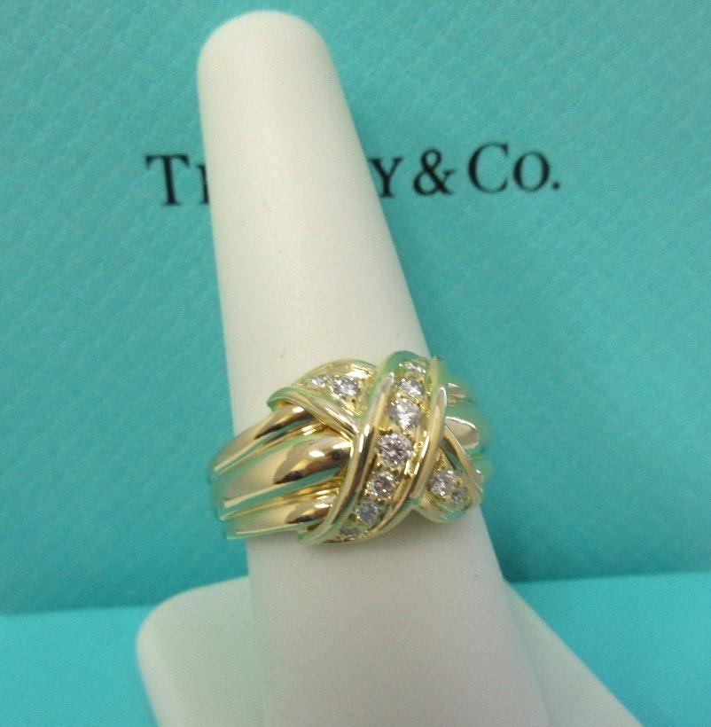 TIFFANY and Co. 18K Gold Diamond Signature X Ring 7, wider and heavier ...