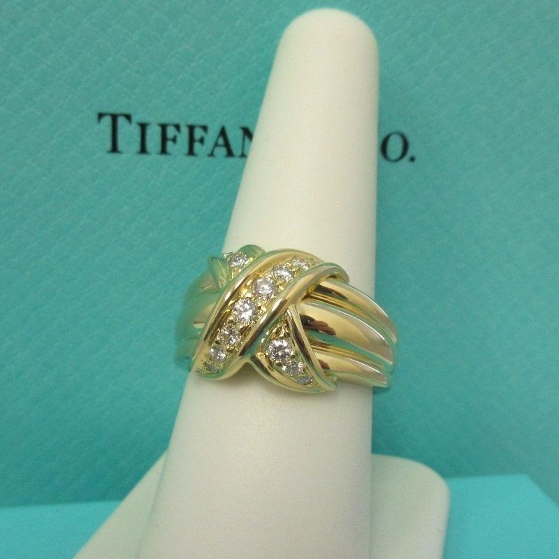 TIFFANY and Co. 18K Gold Diamond Signature X Ring 7, wider and heavier ...