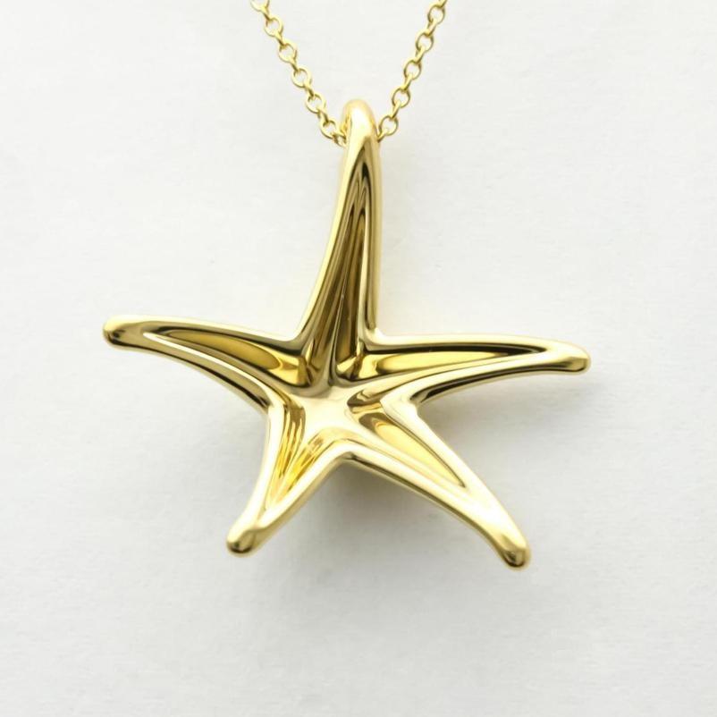 TIFFANY and Co. Elsa Peretti 18K Gold 28mm Starfish Pendant Necklace ...