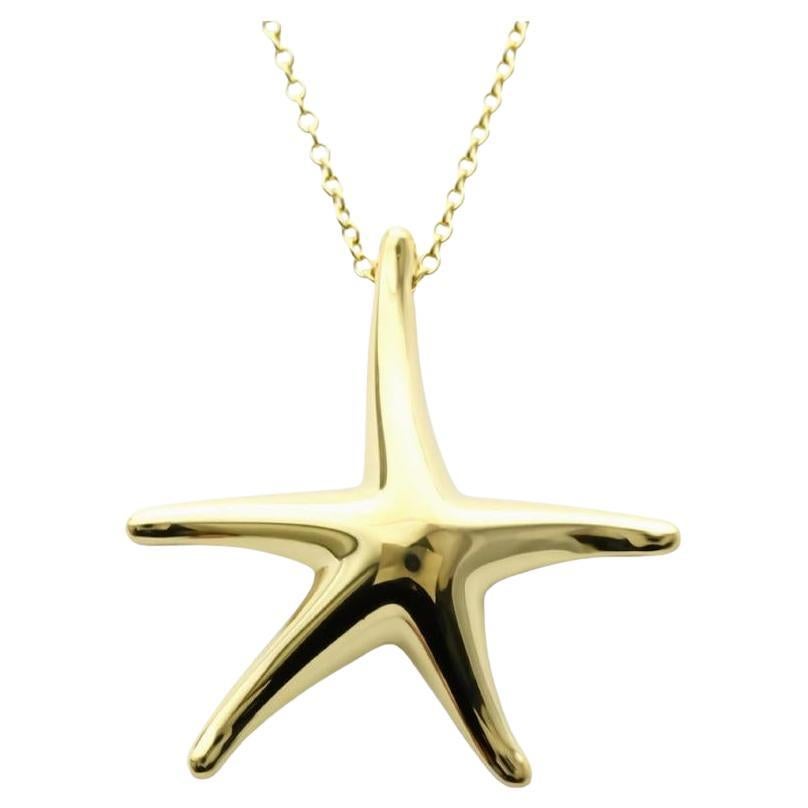 TIFFANY and Co. Elsa Peretti 18K Gold 28mm Starfish Pendant Necklace ...