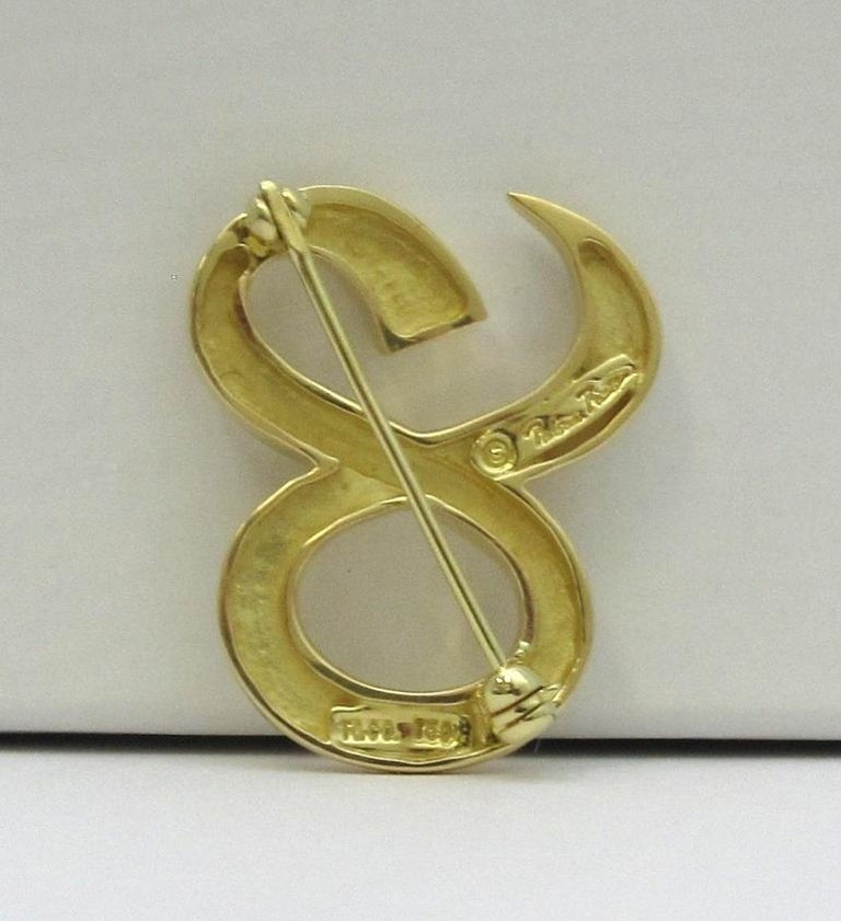 Tiffany and Co. 18k Gold Paloma Picasso Zodiac Taurus Pin Brooch For ...