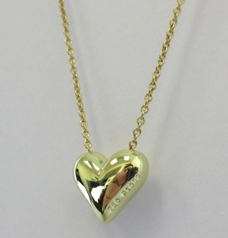 Tiffany and Co. 18k Gold Platinum Etoile Five Diamonds Heart Pendant ...