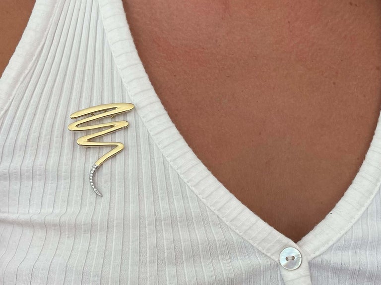 Tiffany and Co. 18k Gold Platinum Picasso Diamond Squiggle Brooch ...