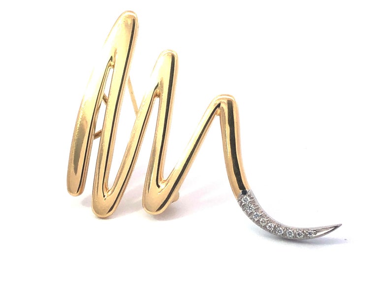 Tiffany and Co. 18k Gold Platinum Picasso Diamond Squiggle Brooch ...