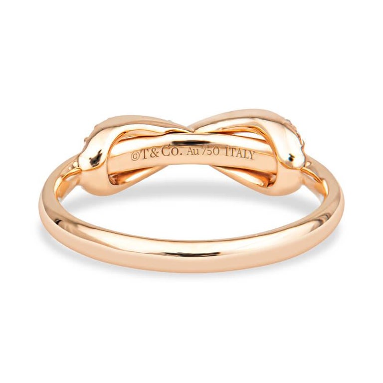 Tiffany and Co. 18K Rose Gold .13ctw Diamond Infinity Ring at 1stDibs