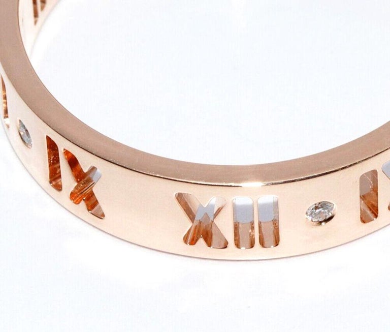 Tiffany and Co. 18k Rose Gold Diamond Atlas Pierced Ring For Sale at ...