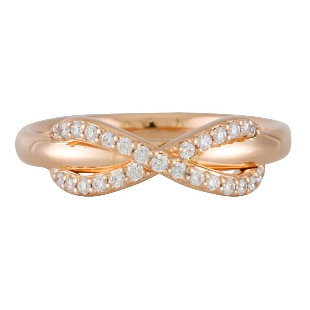 TIFFANY and Co. 18K Rose Gold Diamond Infinity Ring 9.5 For Sale at 1stDibs