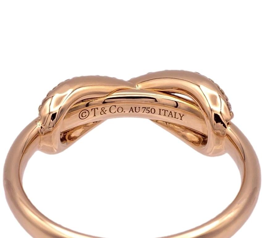 TIFFANY and Co. 18K Rose Gold Diamond Infinity Ring 9.5 For Sale at 1stDibs