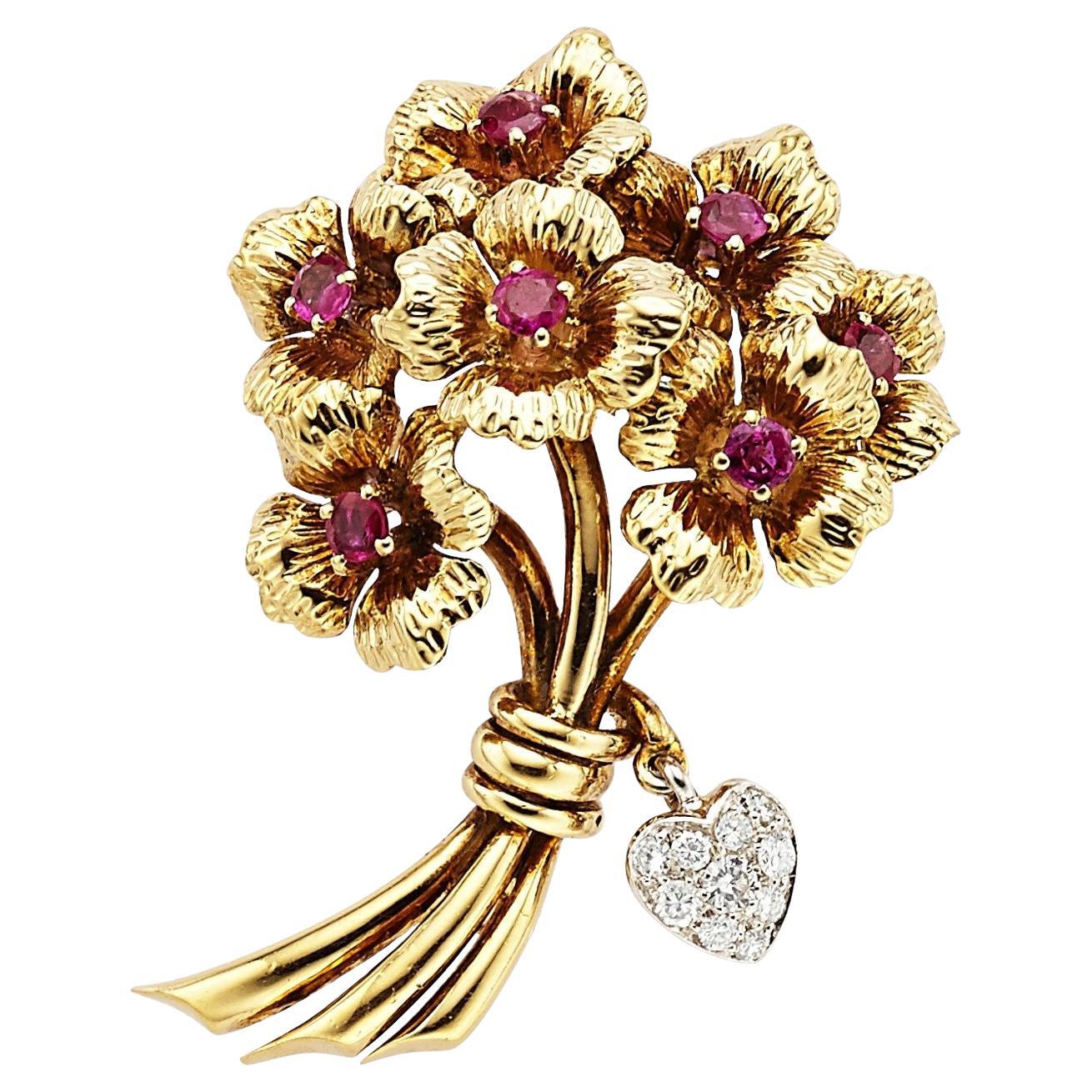 Tiffany and Co. 18k Yellow Gold and Platinum Ruby and Diamond Rooster ...