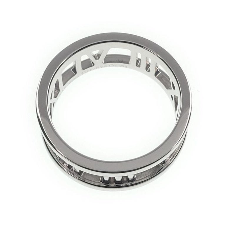 Tiffany and Co. 18k White Gold Atlas Open Ring 5.5 For Sale at 1stDibs