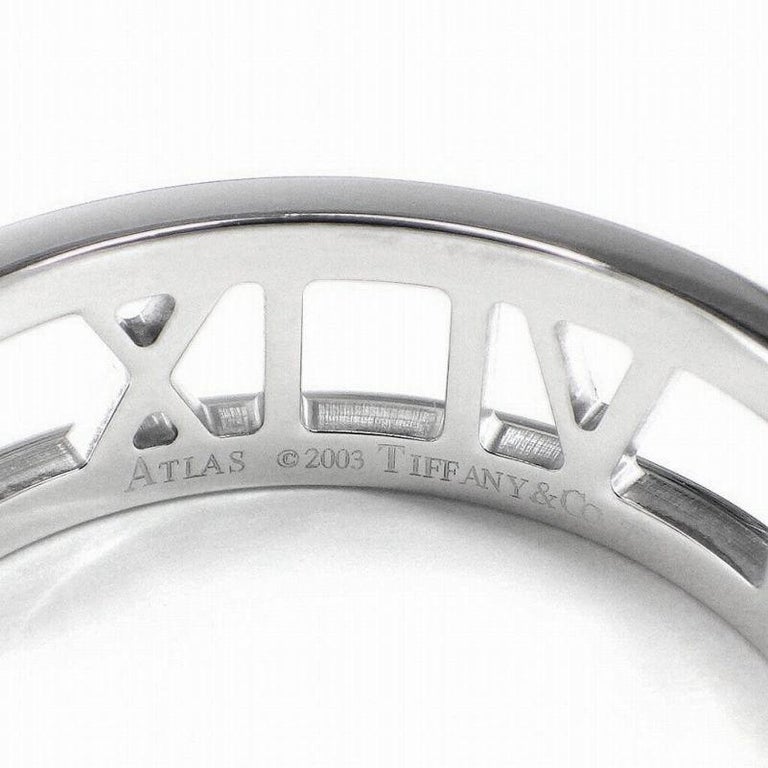 Tiffany and Co. 18k White Gold Atlas Open Ring 5.5 For Sale at 1stDibs