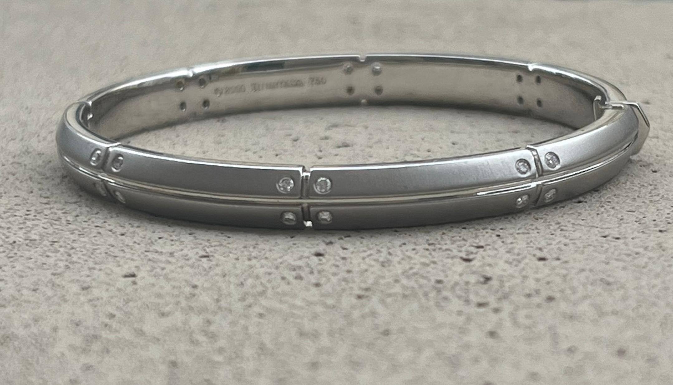 Tiffany and Co. 18k White Gold Streamerica Bangle Bracelet With Diamonds For Sale at 1stDibs ...