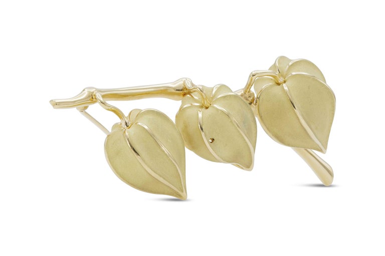Tiffany and Co. 18K Yellow Gold and Enamel Pin For Sale at 1stDibs