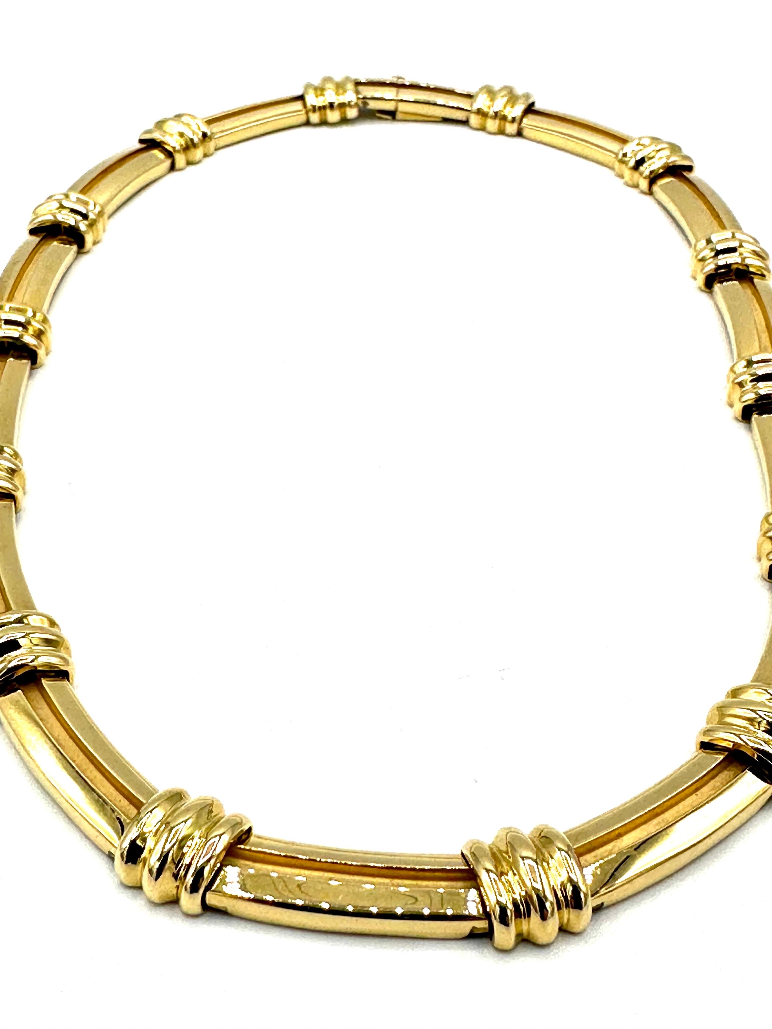 Tiffany and Co. 18k Yellow Gold Bar Link Necklace For Sale at 1stDibs