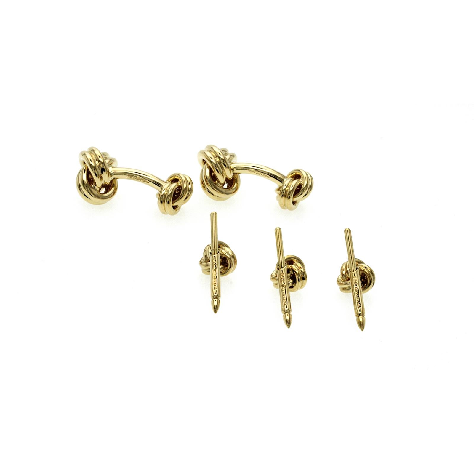Tiffany and Co, 18K Yellow Gold Double Love Knot Tuxedo Buttons ...