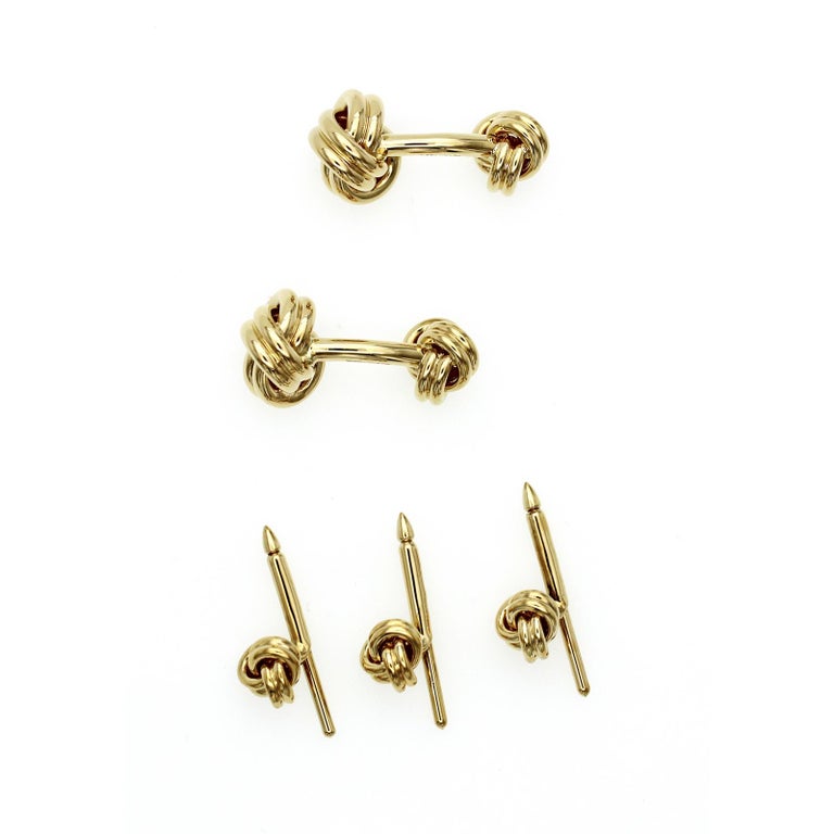 Tiffany and Co, 18K Yellow Gold Double Love Knot Tuxedo Buttons ...