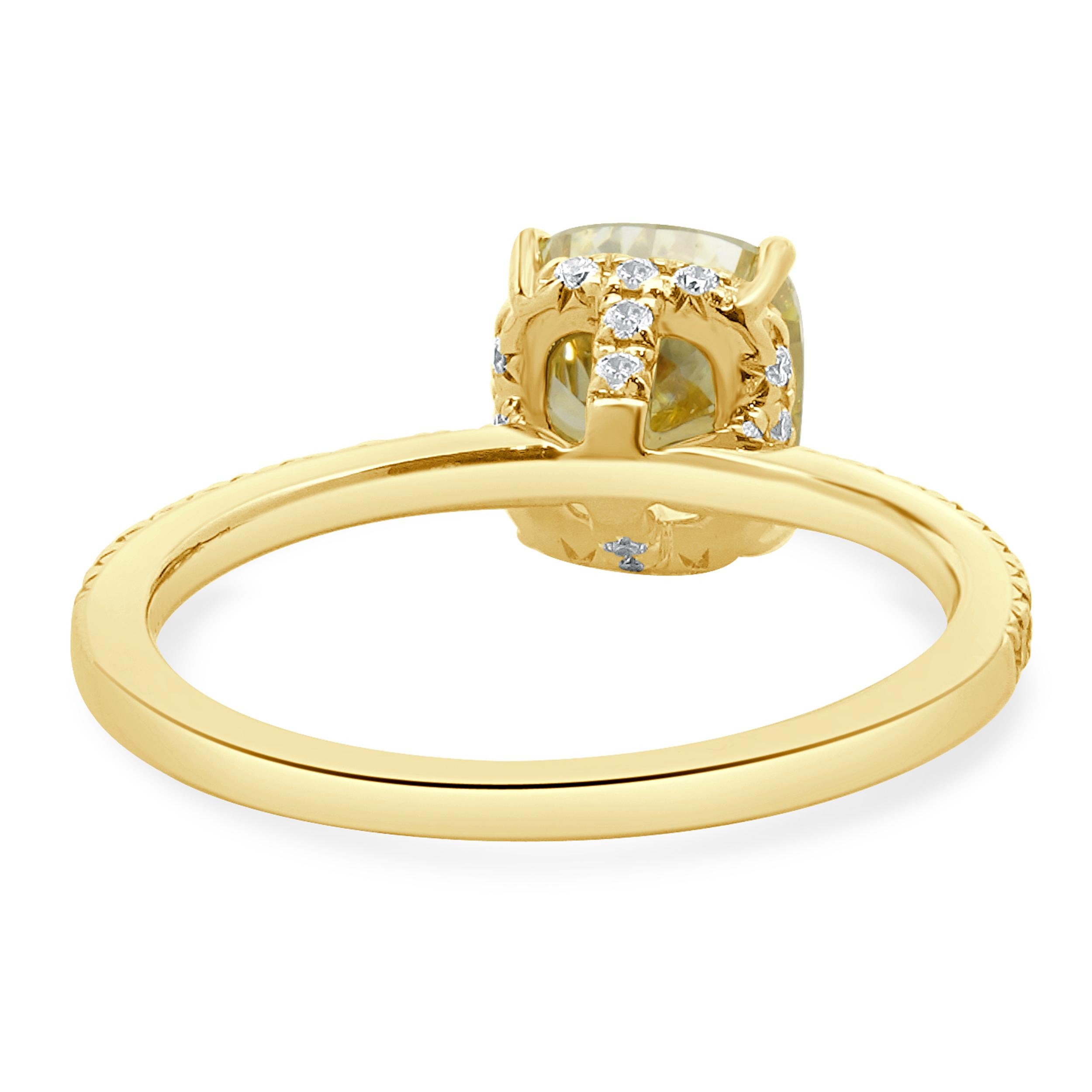 Tiffany and Co. 18k Yellow Gold Fancy Yellow Cushion Cut Diamond Engagement Ring For Sale at 1stDibs