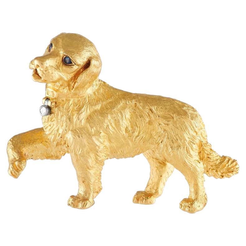 Tiffany and Co. 18k Yellow Gold Golden Retriever Dog Brooch at 1stDibs ...