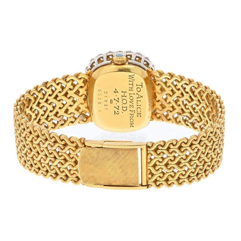 Tiffany and Co. 18K Yellow Gold Opal Dial Vintage Watch For Sale at 1stDibs