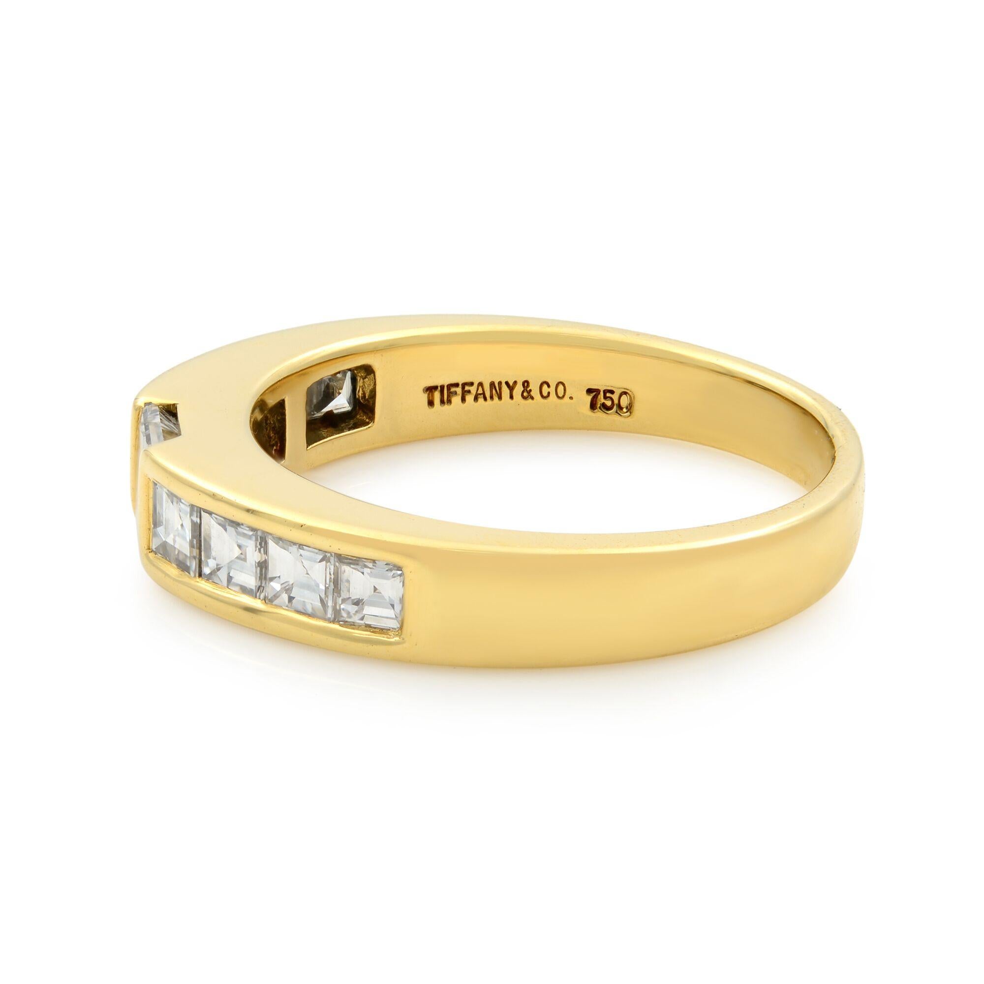 Tiffany and Co. 18 Karat Yellow Gold Princess Cut Diamond Stack Ring 0. ...