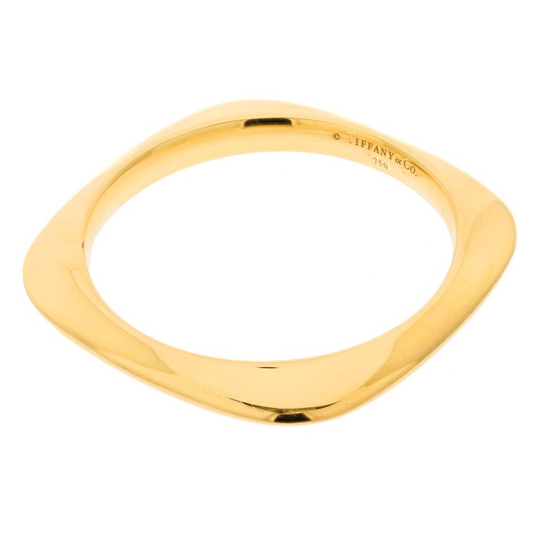 Tiffany and Co. 18k Yellow Gold Soft Square Bangle Bracelet For Sale at ...