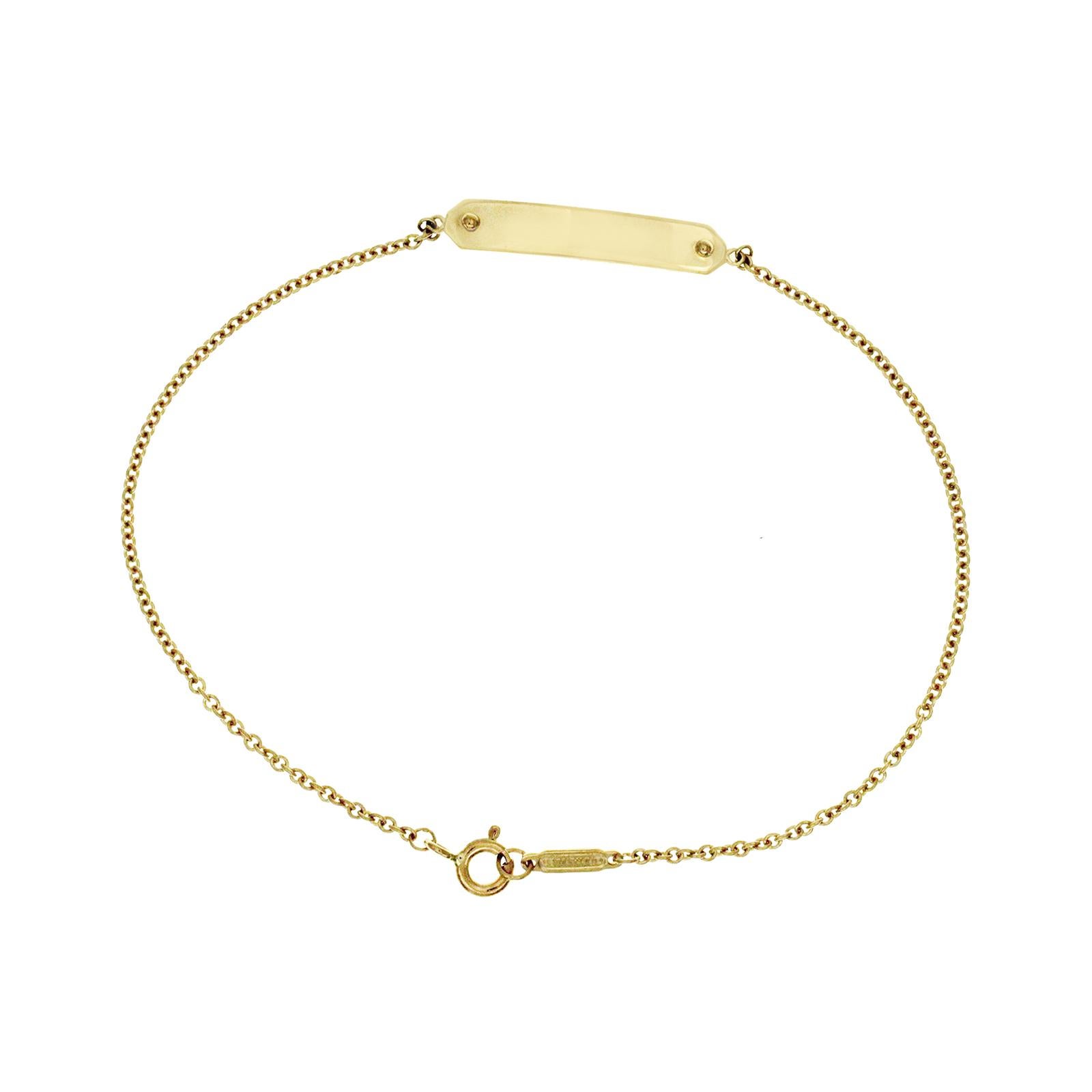 Tiffany and Co. 18 Karat Yellow Gold Tag ID Bracelet For Sale at ...