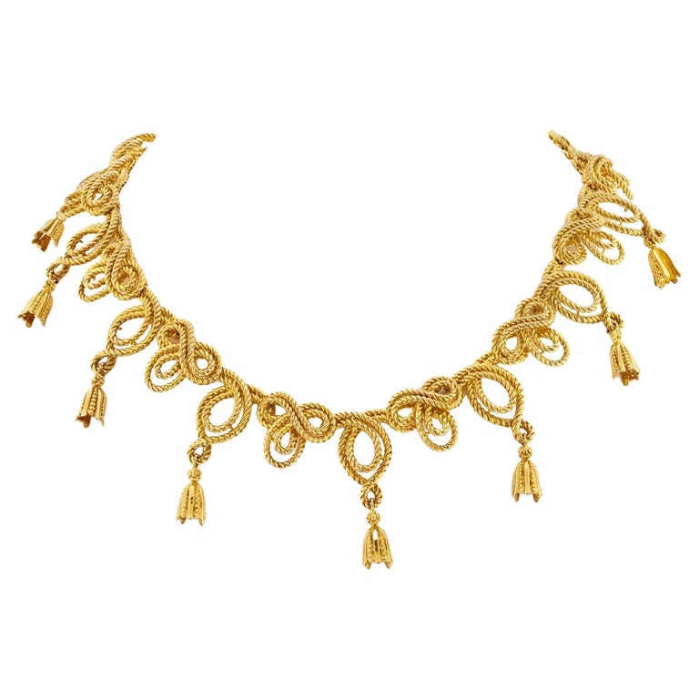 Tiffany and Co 18K Yellow Gold Tassel Necklace For Sale at 1stDibs