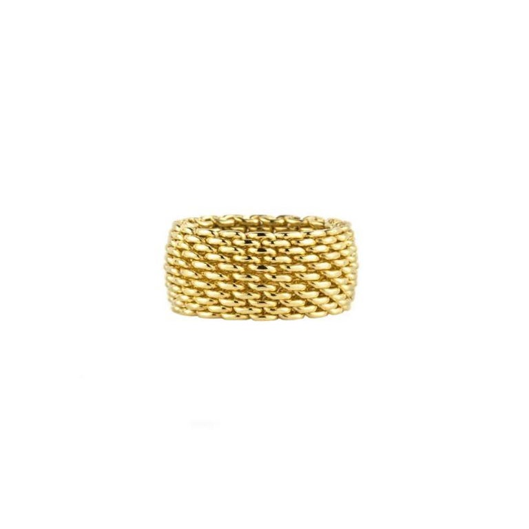 Tiffany and Co. 18 Karat Yellow Somerset Mesh Gold Ring For Sale at ...