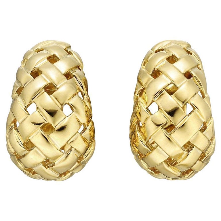 Tiffany and Co. 18kt Gold Vannerie Weave Earrings For Sale at 1stDibs