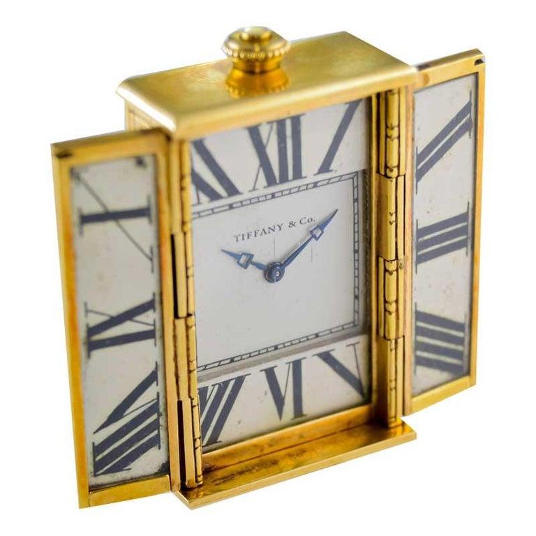 Tiffany and Co. 18kt Yellow Gold and Enamel Small Desk Clock 1920's For ...