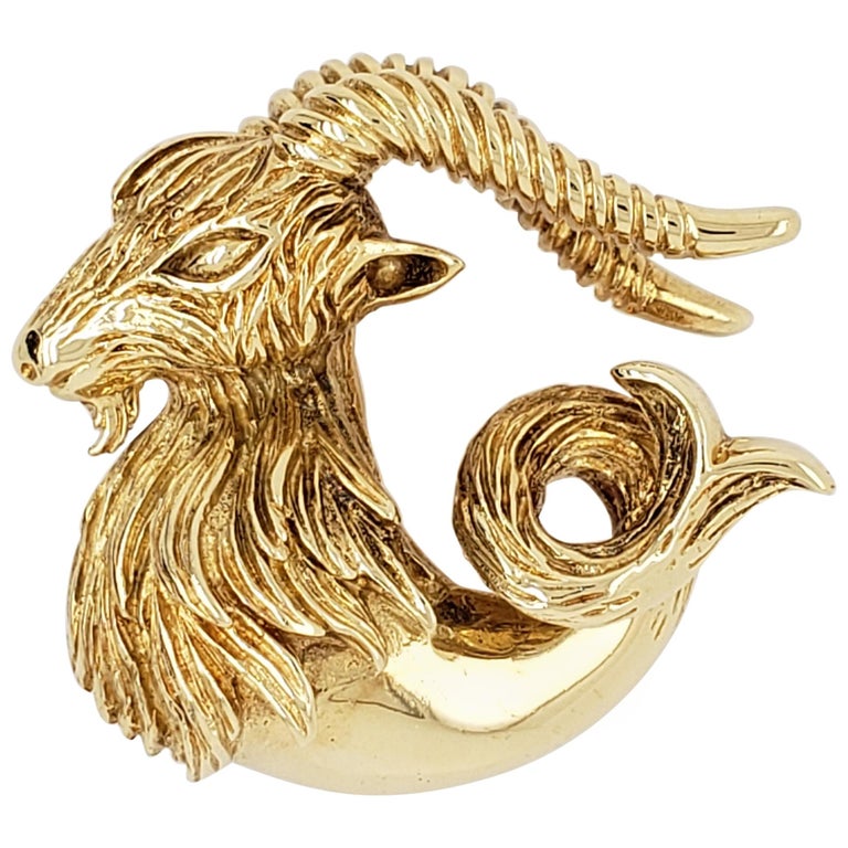 Tiffany and Co. 18 Karat Zodiac Ram Pin at 1stDibs
