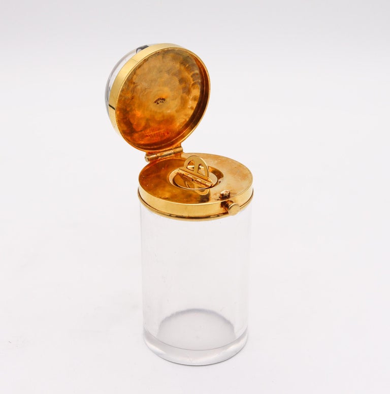 Tiffany and Co 1905 Edwardian Essex Glass Scent Bottle 18kt Gold and ...