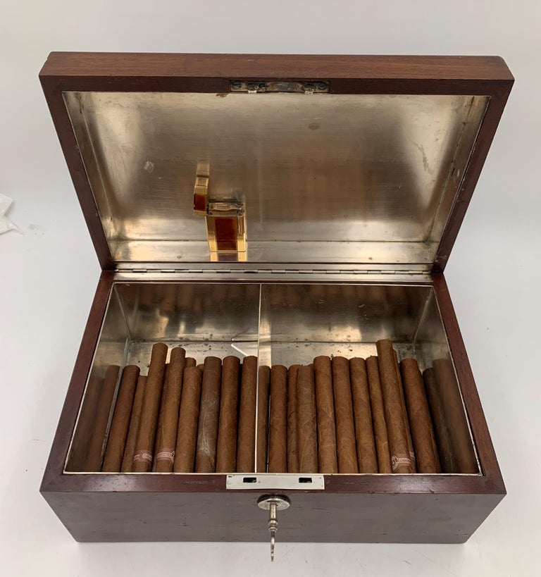 Tiffany and Co. 1913 Sterling Silver and Mahogany Humidor Box in Art ...