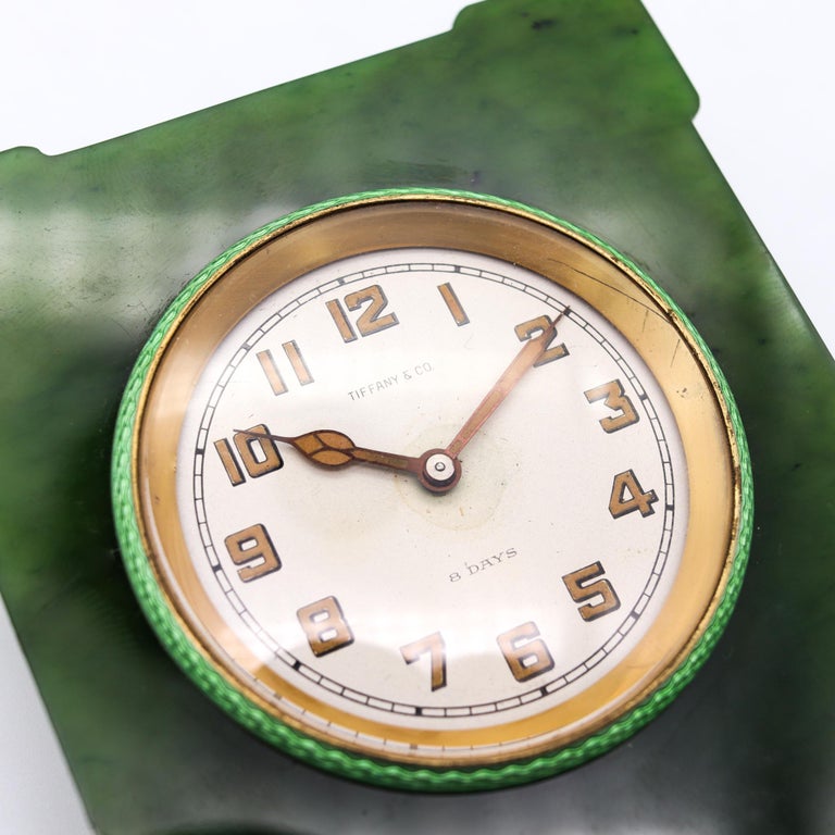 Tiffany and Co. 1928 Art Deco 8 Days Jade And Spinach Green Enamel ...