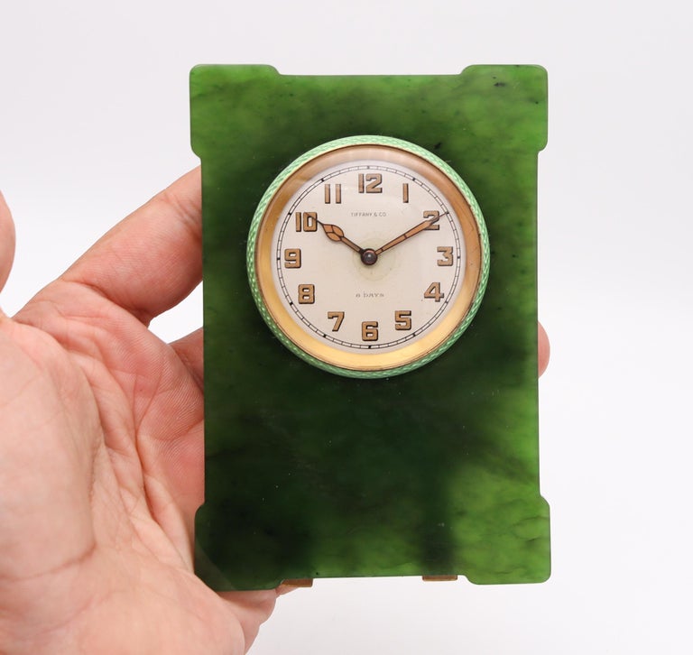 Tiffany and Co. 1928 Art Deco 8 Days Jade And Spinach Green Enamel ...