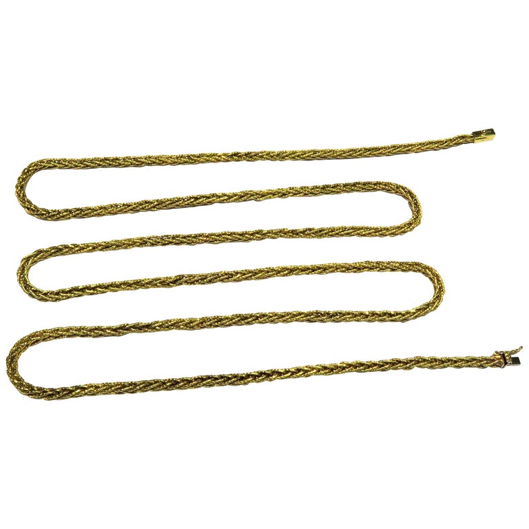 Tiffany and Co. 1950s Timeless Extra Long Gold Woven Motif Chain ...