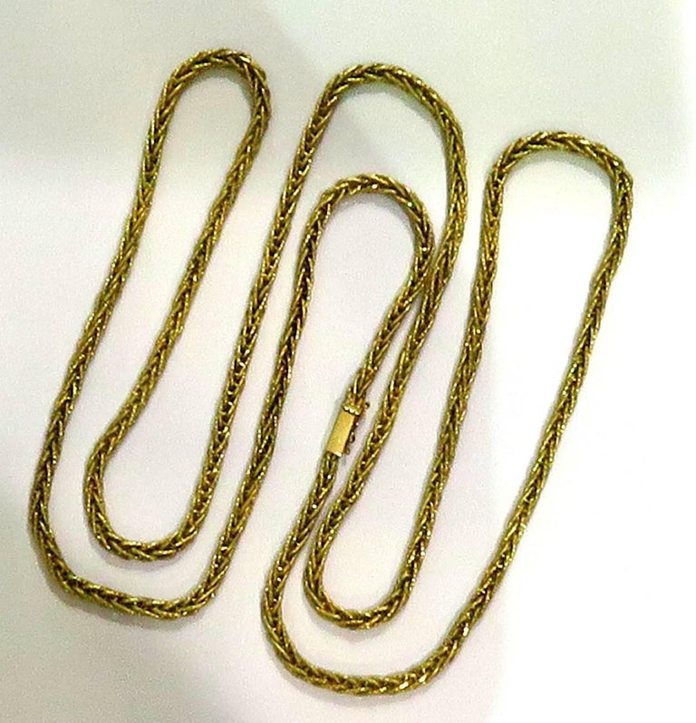Tiffany and Co. 1950s Timeless Extra Long Gold Woven Motif Chain ...